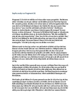 Sapfo (Sappho) Fragment 31 | Analys - Studienet.se